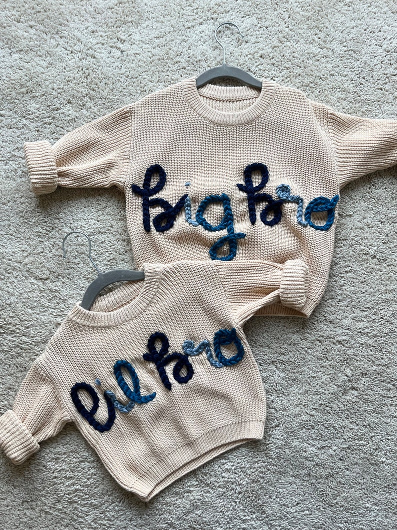 BEIGE - Custom Hand Embroidered Sweater, Custom Baby Sweater ...