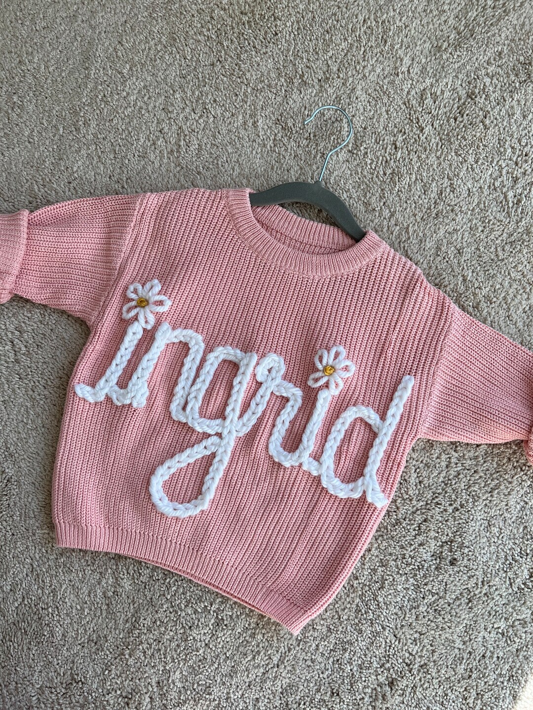 PINK - Custom Hand Embroidered Sweater, Custom Baby Sweater ...