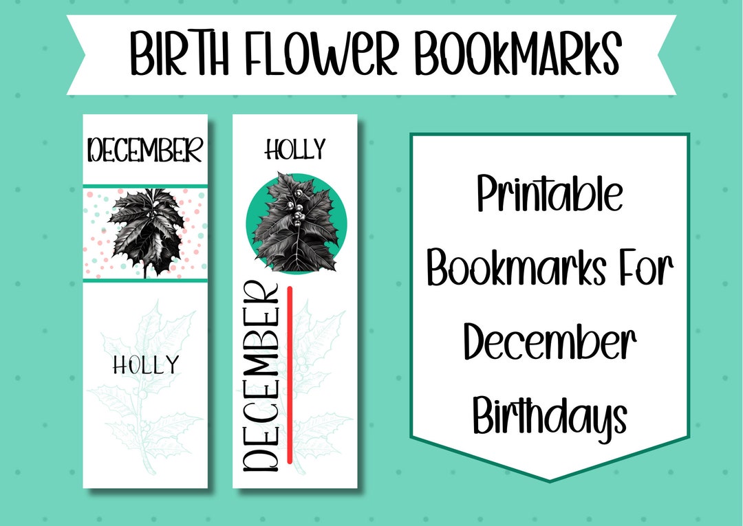 Bookmarks Printable Birth Flower Bookmarks Printable Bookmark Floral ...