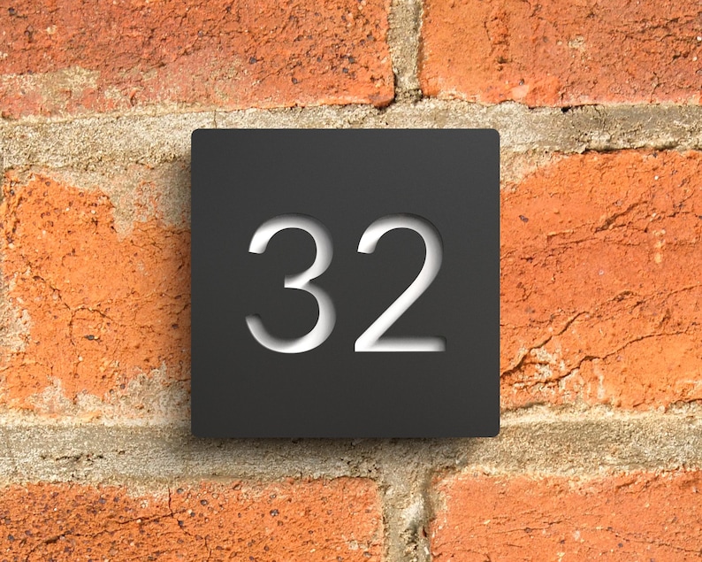 Modern Floating Door Numbers, Custom House Numbers, Matt Black and ...