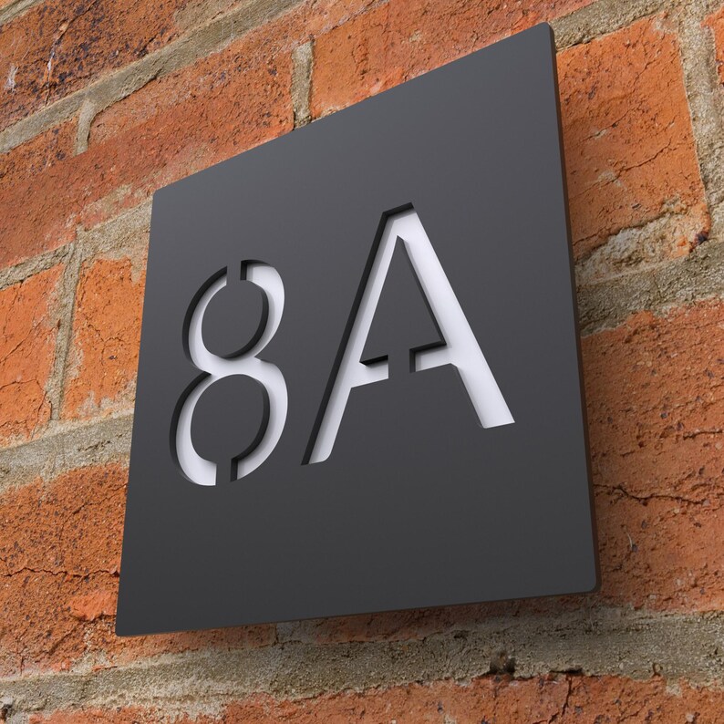 Modern Floating Door Numbers, Custom House Numbers, Matt Black and ...