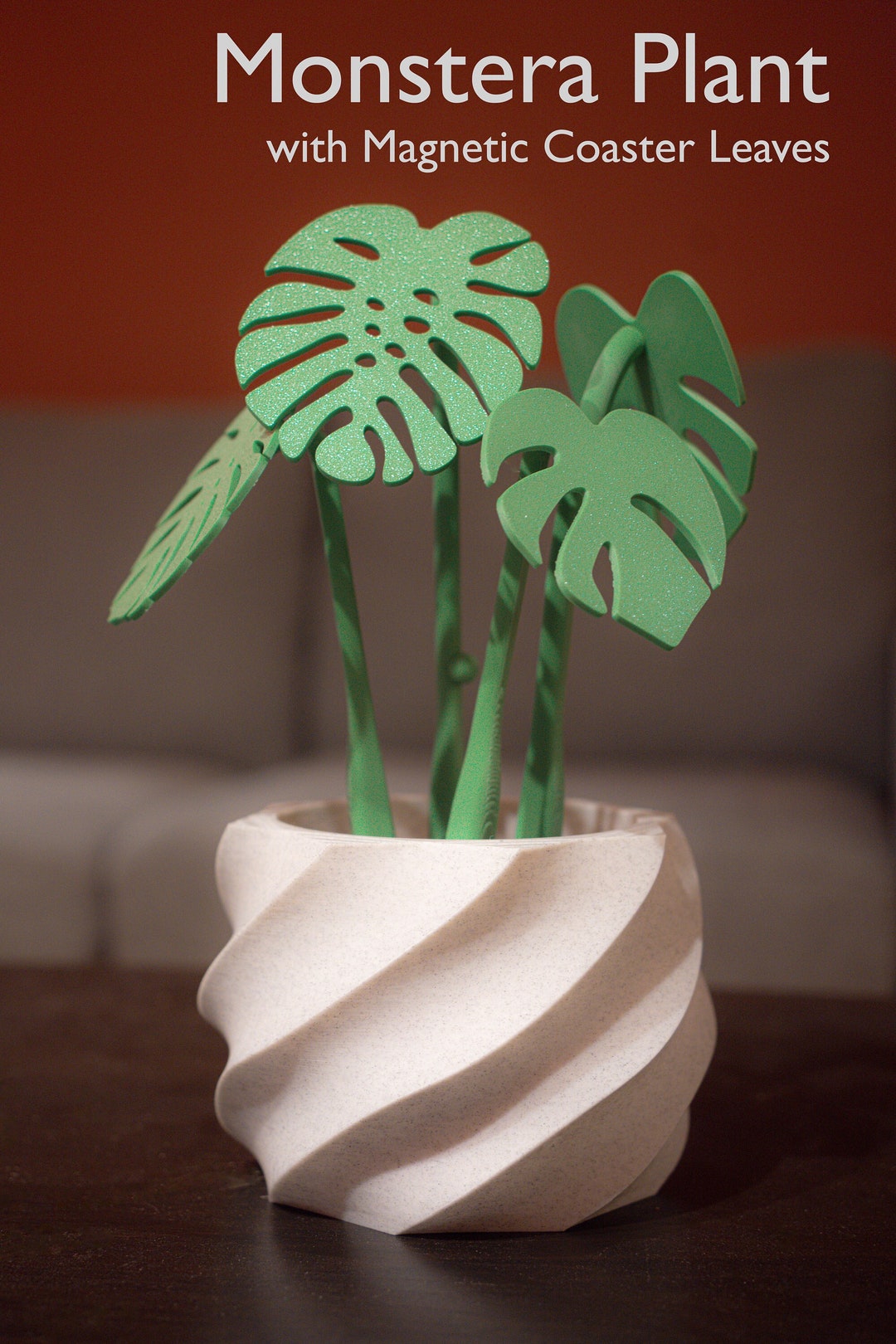 Monstera Decorative 3D Plant, Magnetic Coasters | Indoor Fake Plant ...