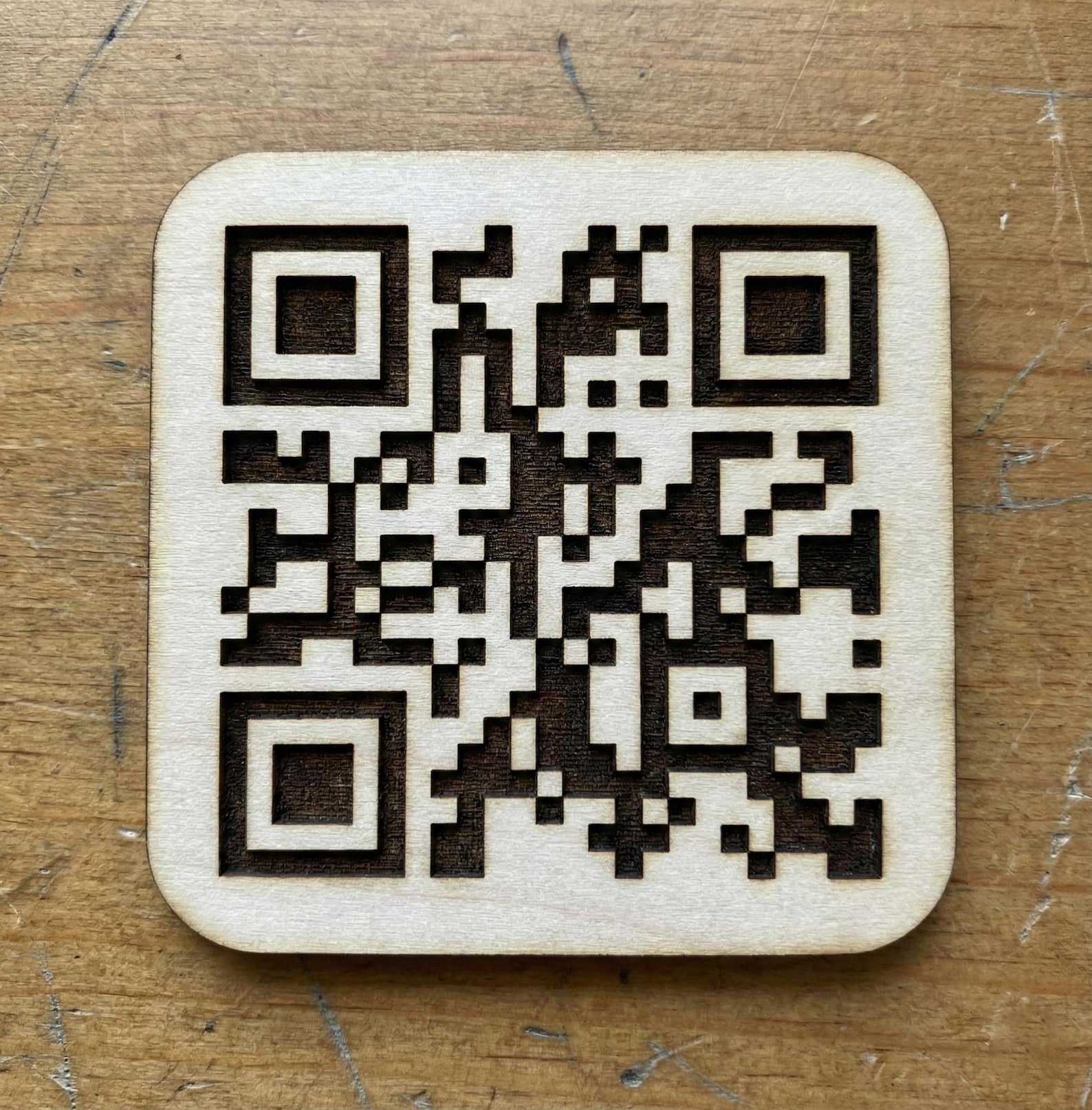 Laser Engraved QR Code Wood Tile – Custom QR Coaster, Personalized QR ...