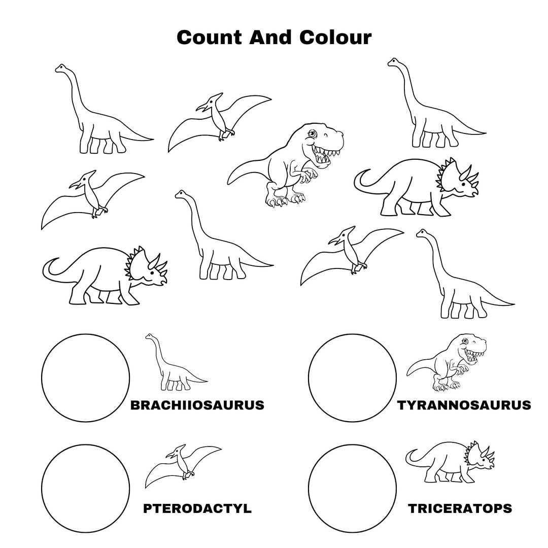 Count and Colour Dinosaurs - Etsy