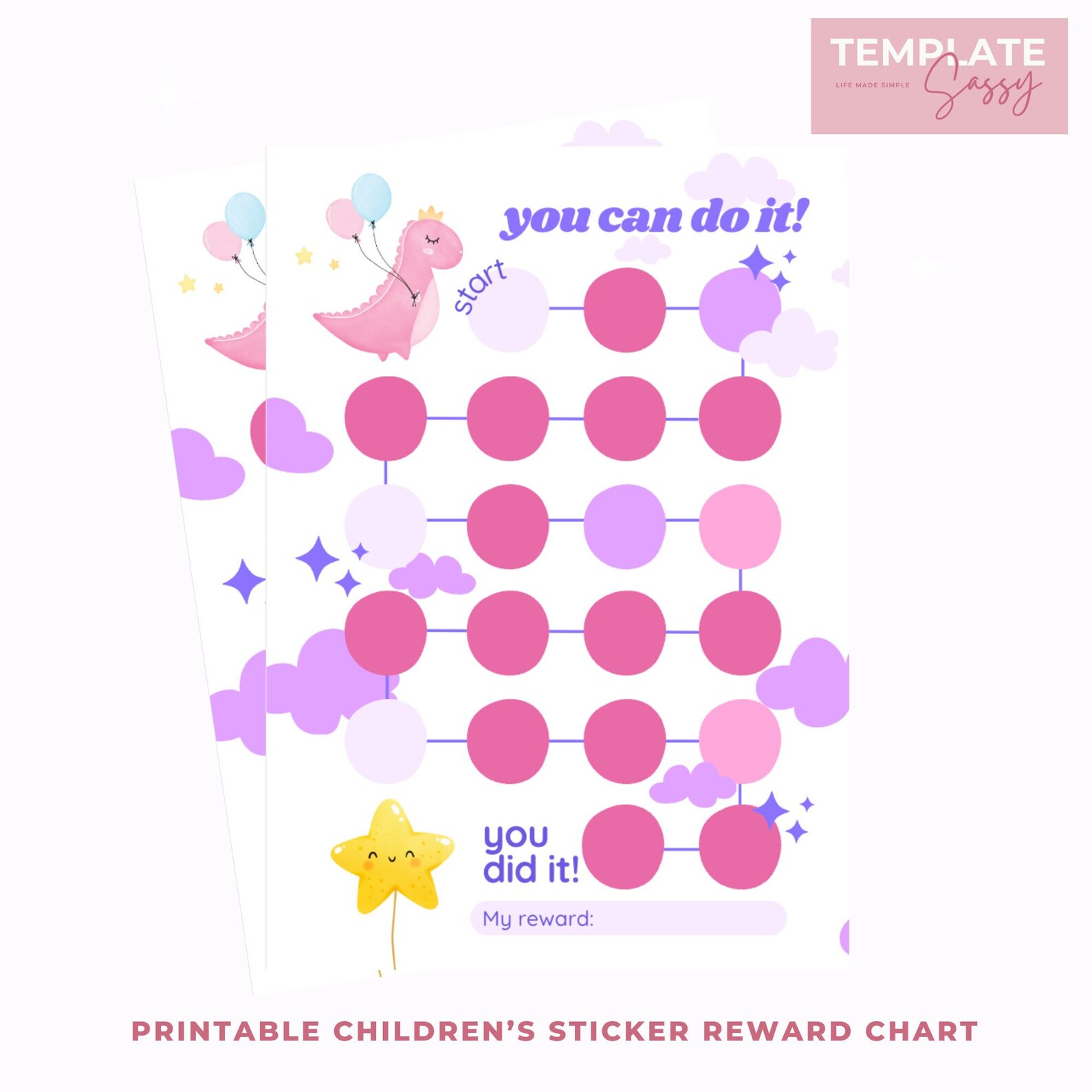 Girls Dinosaur Themed Printable Reward Charts for Kids Print at Home ...