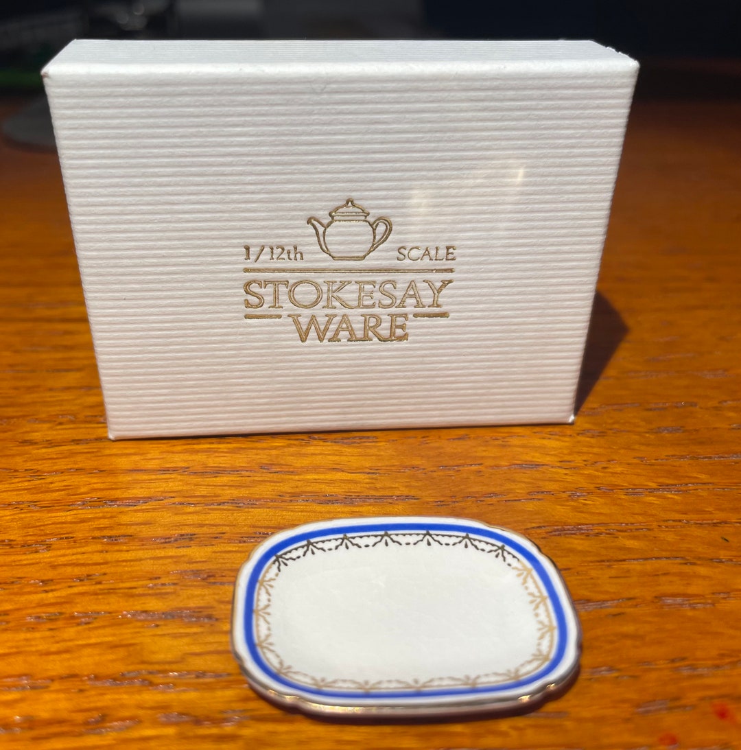 Dolls House Miniature STOKESAY Ware Blue Sovereign Large Serving Dish ...
