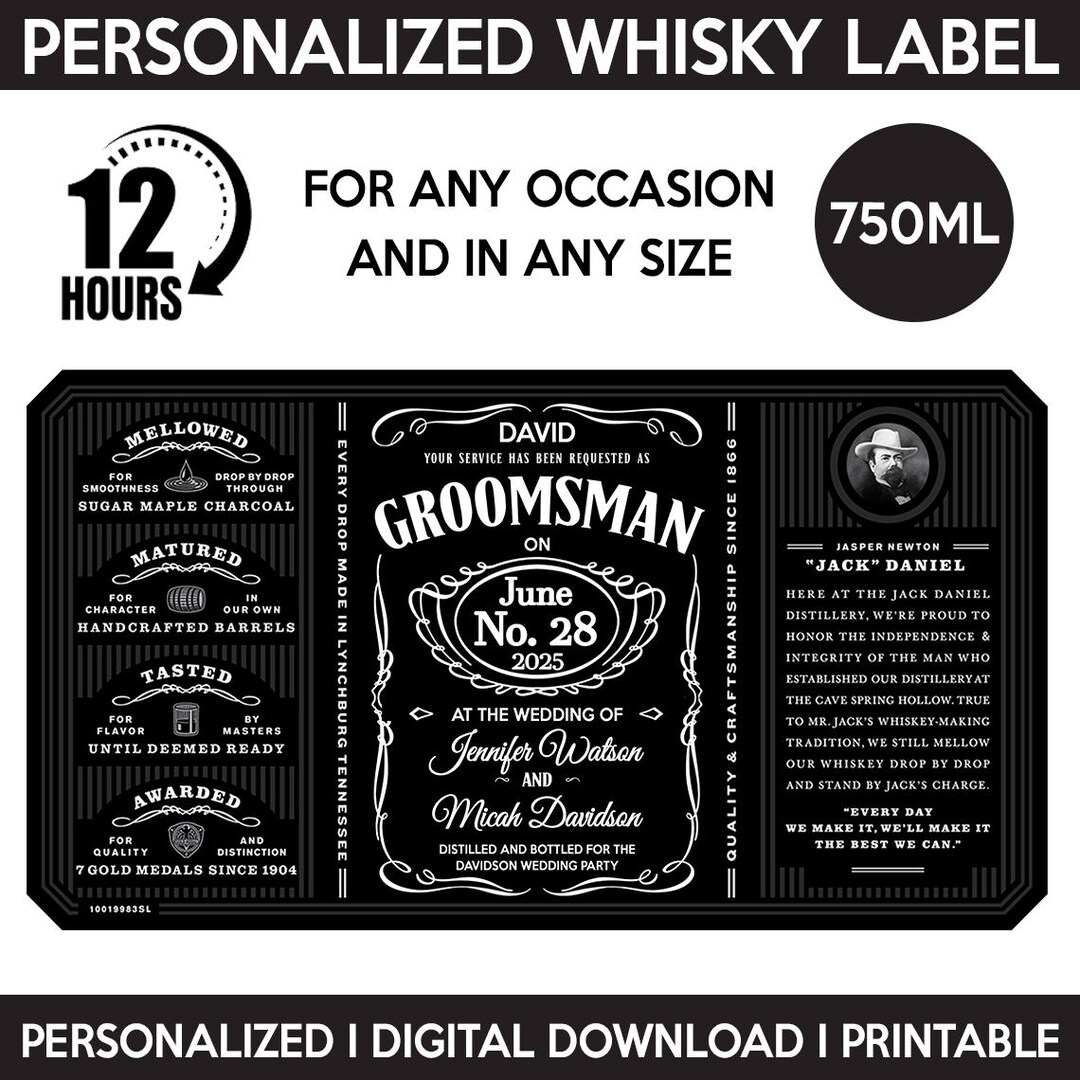 Whisky Label Replica, Custom Whisky Label, Personalized Template ...