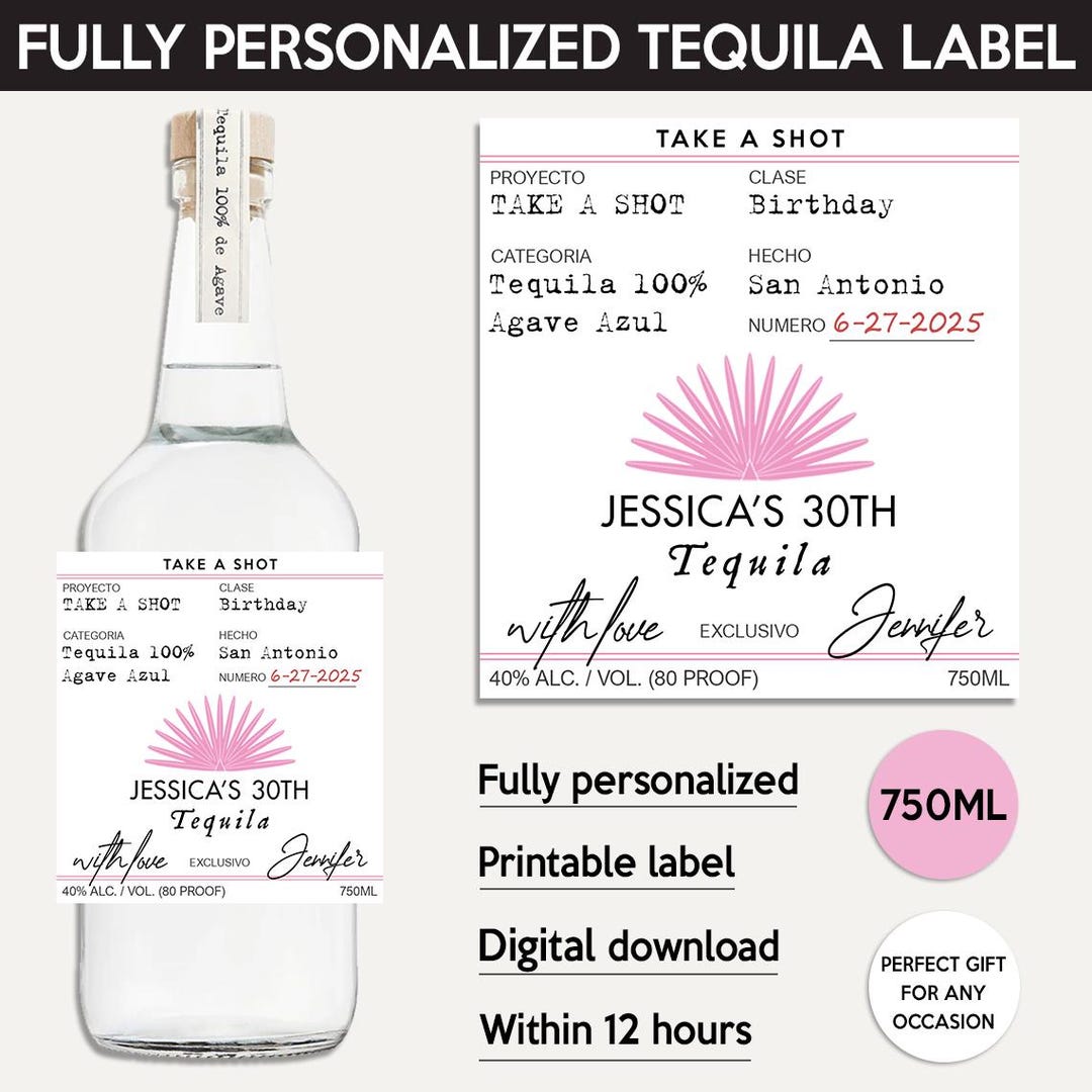 Casamigos Tequila Label, Custom Tequila Label, Personalized Template ...