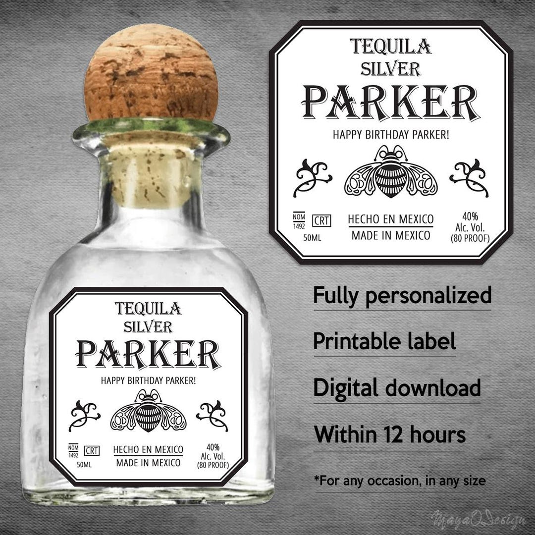 Mini Patrón Tequila Label, Custom Tequila Label, Personalized Template ...