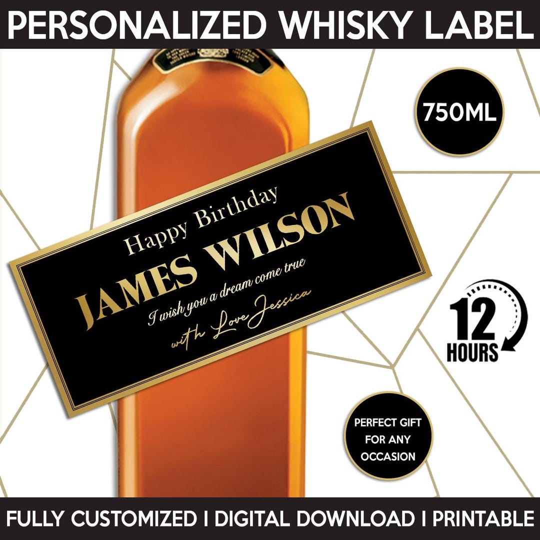 Johnnie Walker Label, Custom Whisky Label, Personalized and Printable ...