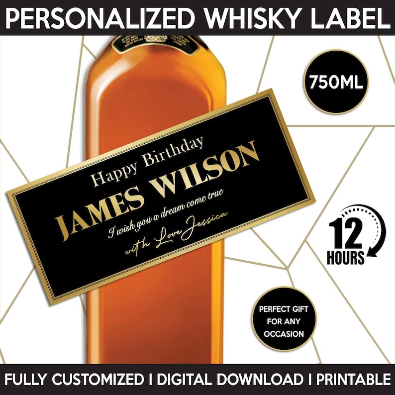 Whisky Label Replica, Custom Johnnie Walker Label, Personalized and ...