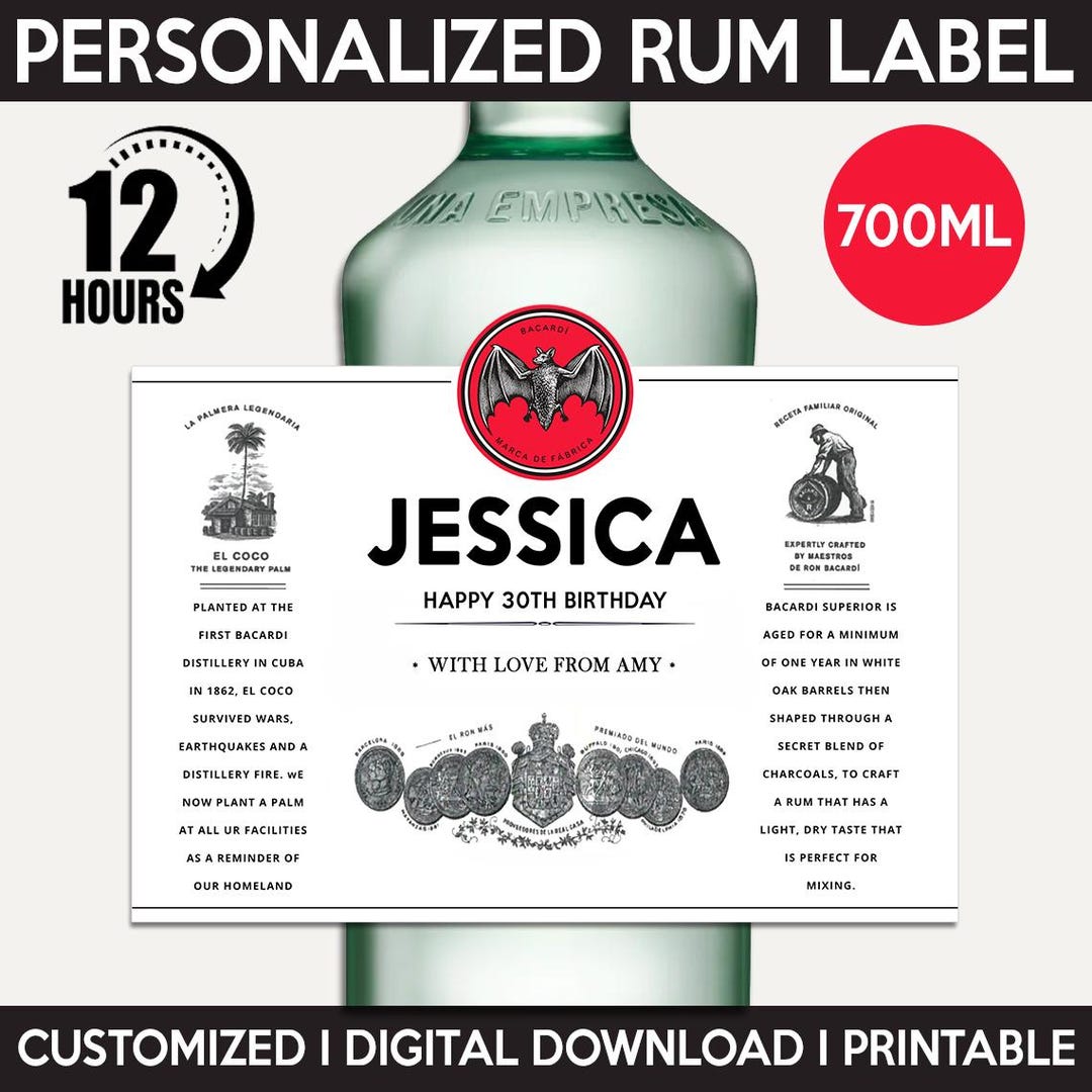 Custom Rum Label Replica, Personalized and Printable Template, Digital ...
