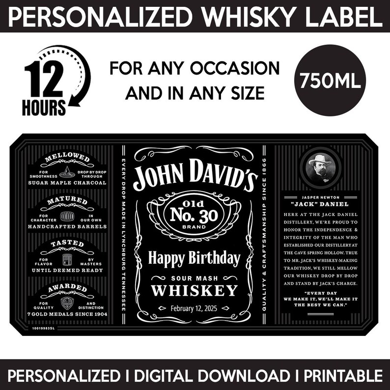 Whisky Label Replica, Custom Whisky Label, Personalized Template ...