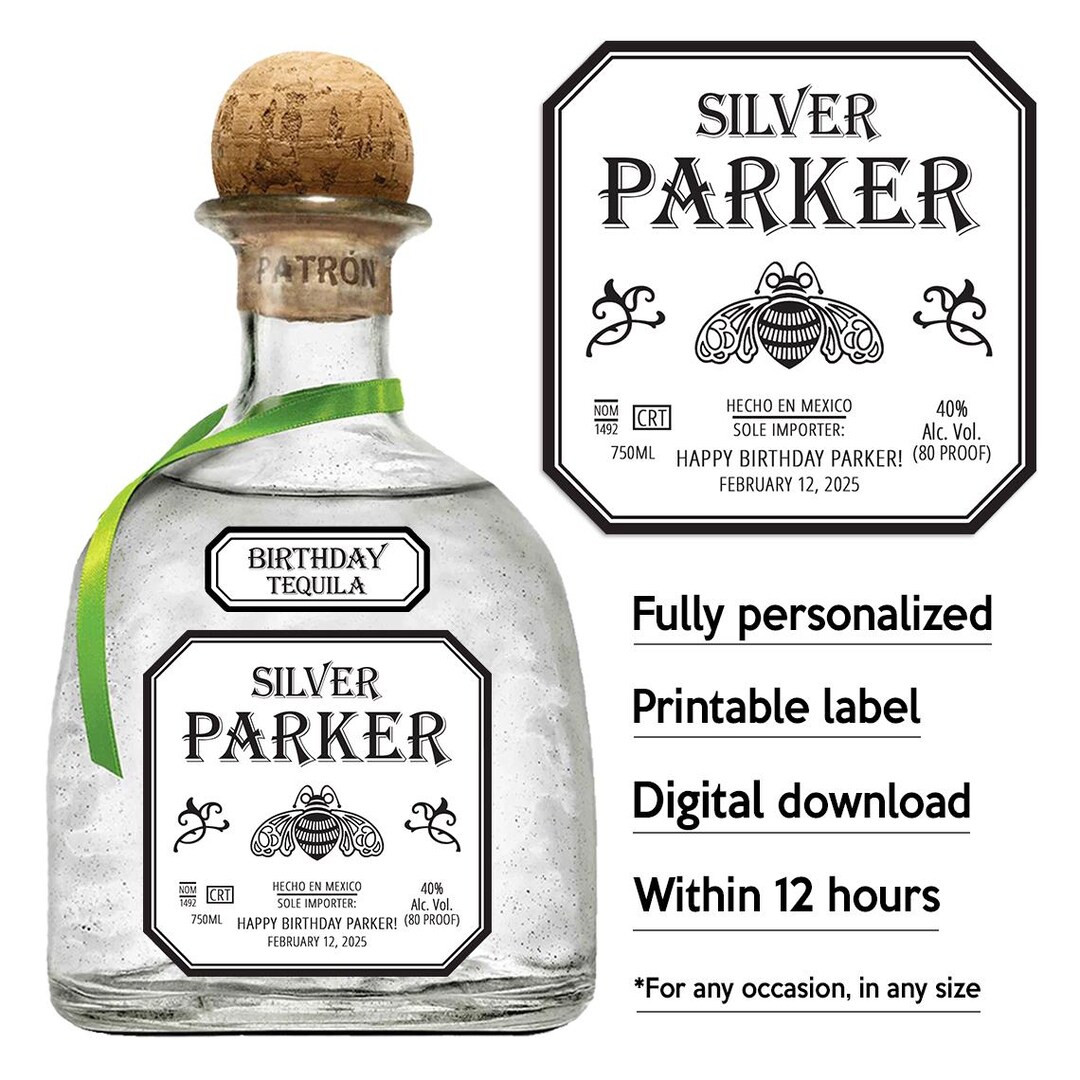 Patrón Tequila Label Replica, Custom Tequila Label, Personalized ...