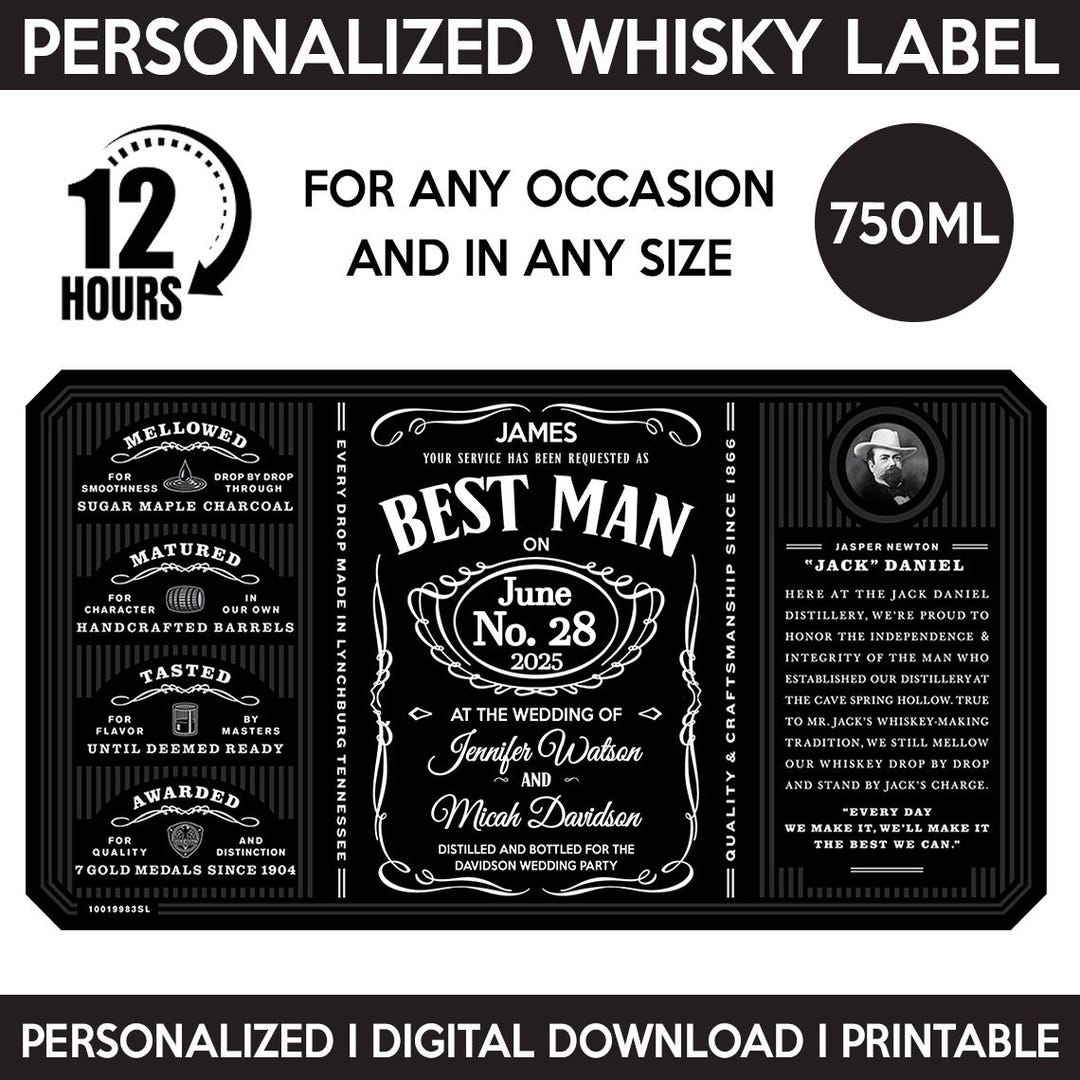 Whisky Label Replica, Custom Whisky Label, Personalized Template ...