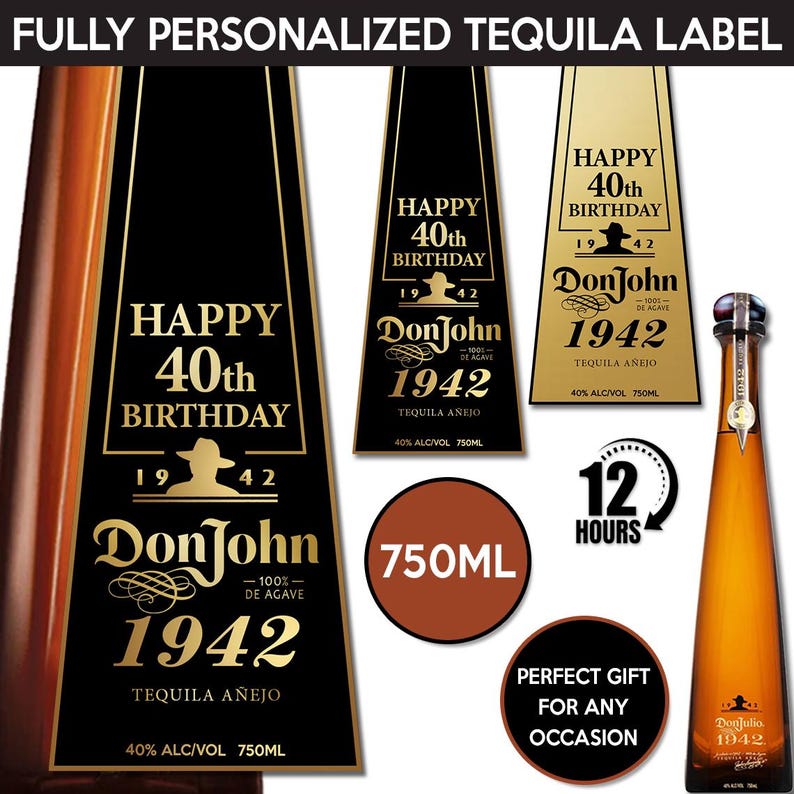 Don Julio 1942 Label Replica, Don Julio Logo, Personalized and ...