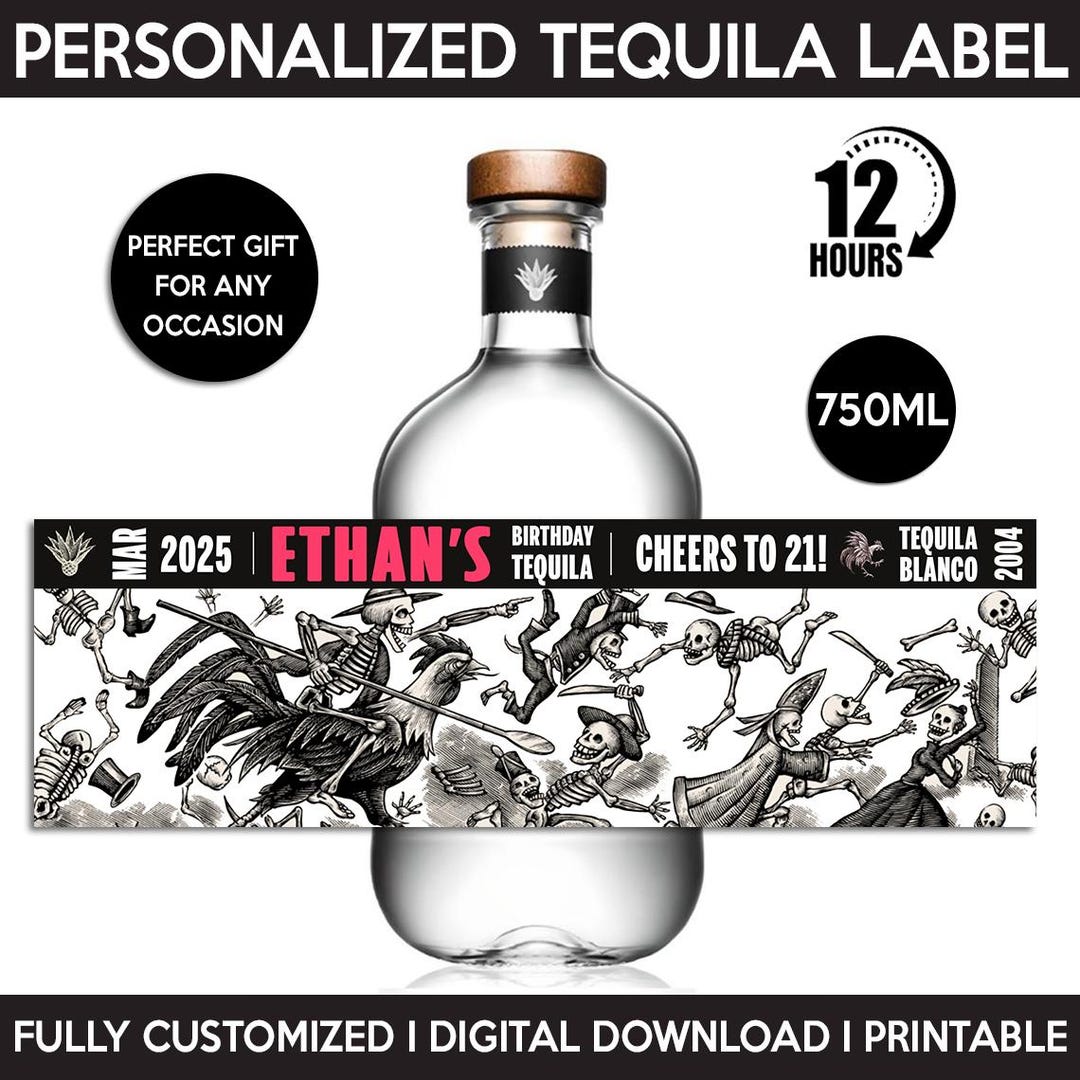 Espolon Label, Custom Tequila Label, Personalized Template, Digital ...