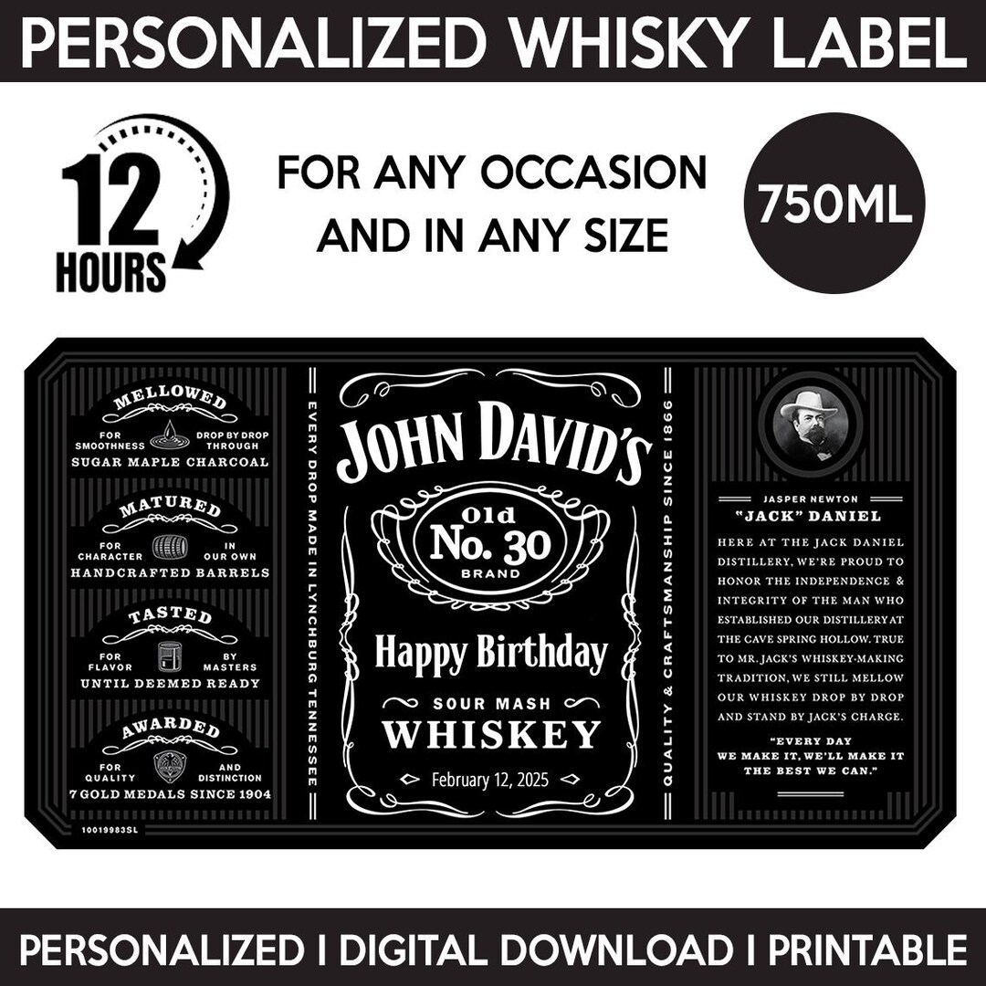 Whiskey Label Replica, Custom Whisky Label, Personalized Template ...