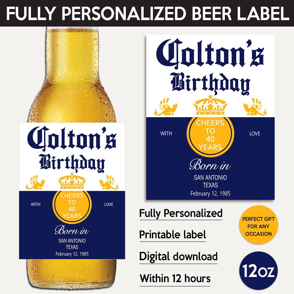 Beer Label Replica, Custom Beer Label, Personalized Template, Digital ...