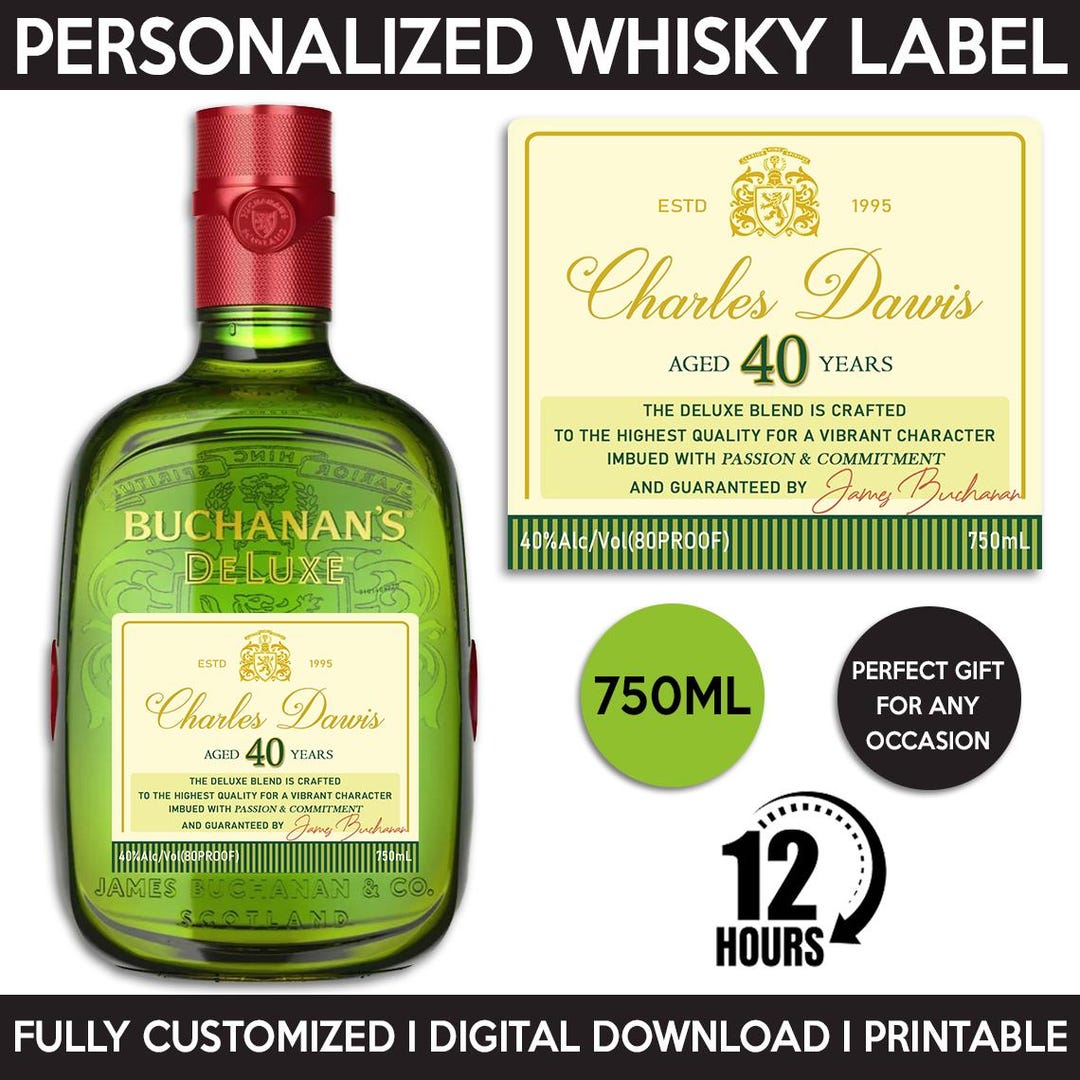 Custom Whisky Label Replica, Personalized and Printable Template ...