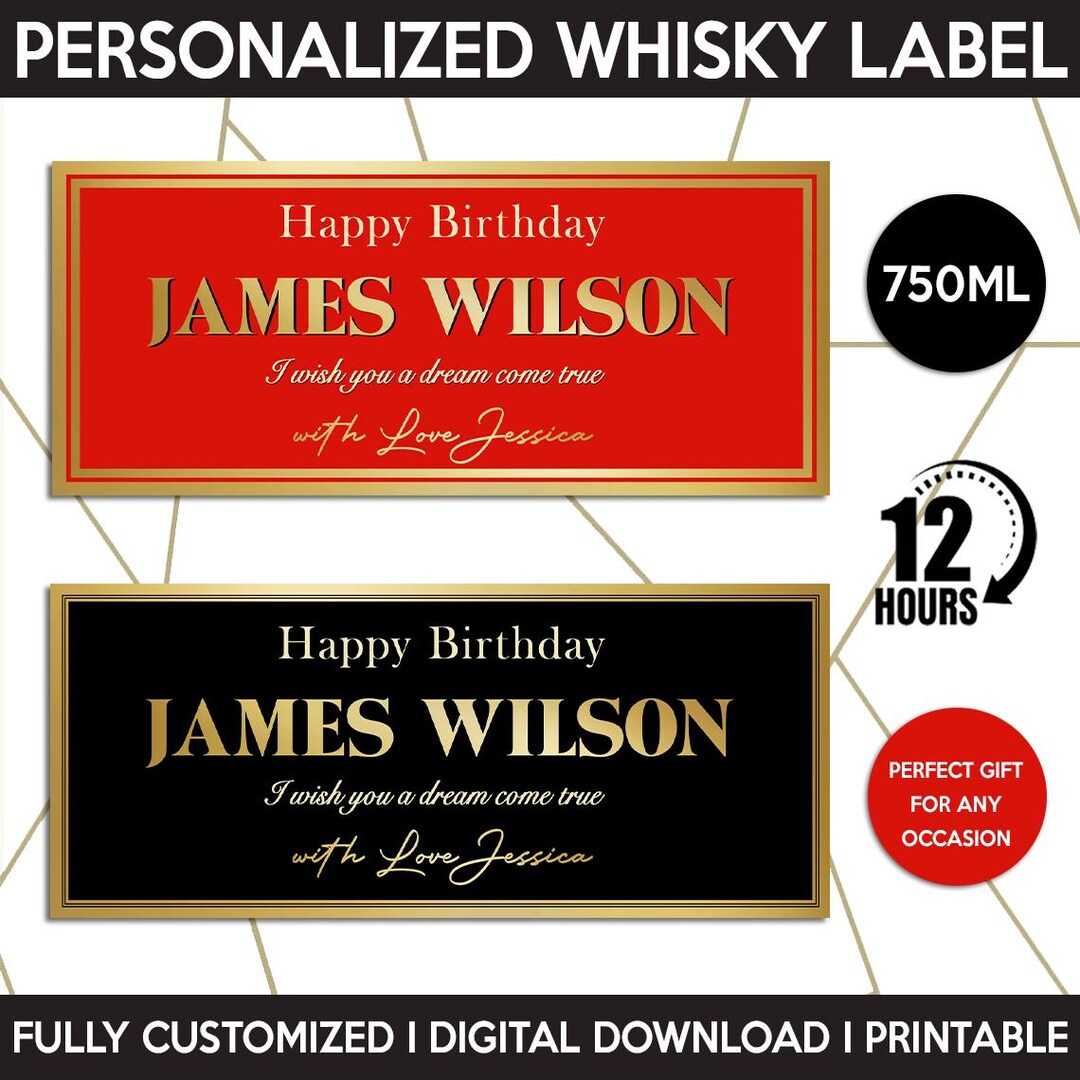 Whisky Label Replica, Custom Johnnie Walker Label, Personalized and ...