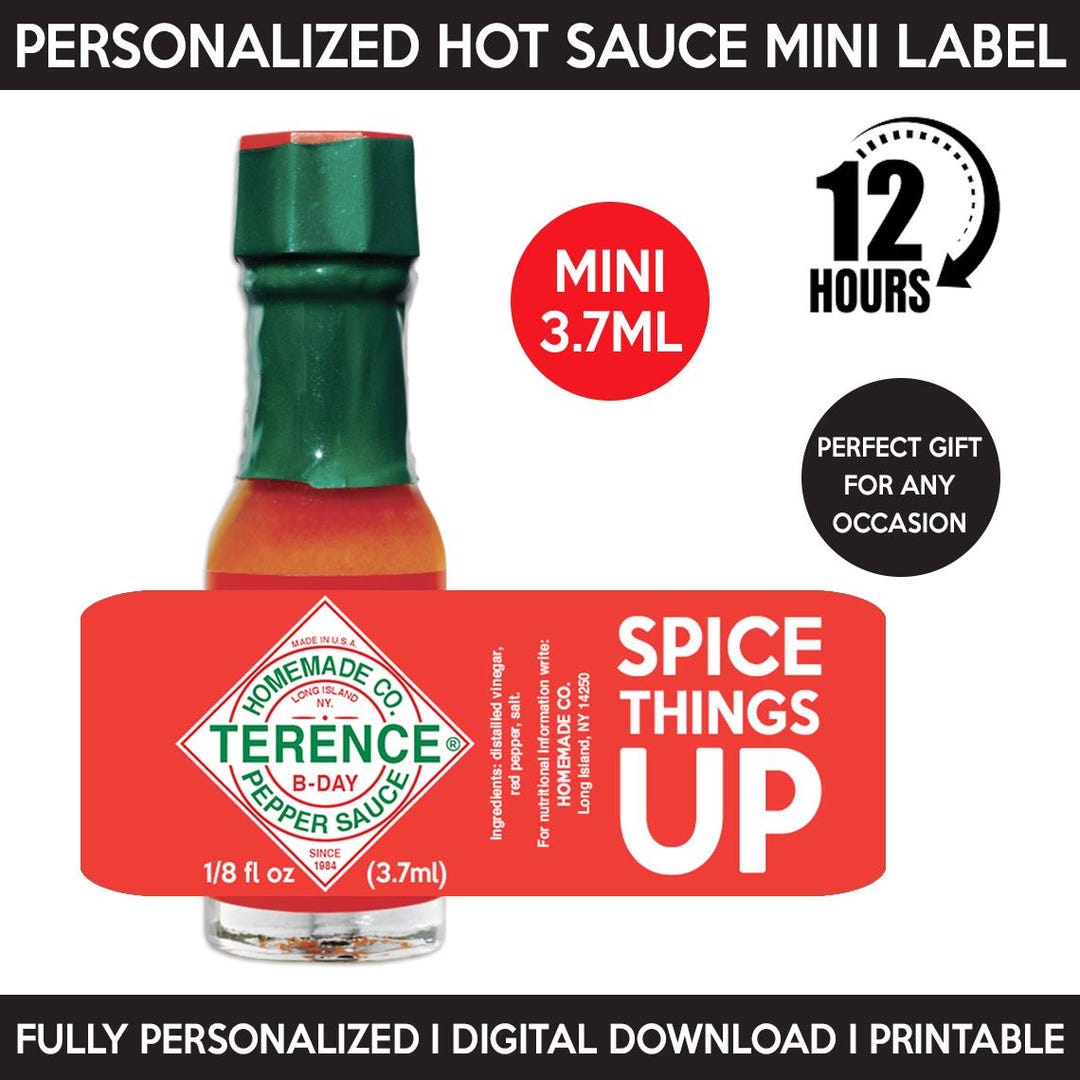 Hot Sauce Mini Label , Custom Sauce Label, Spice up Your Party ...