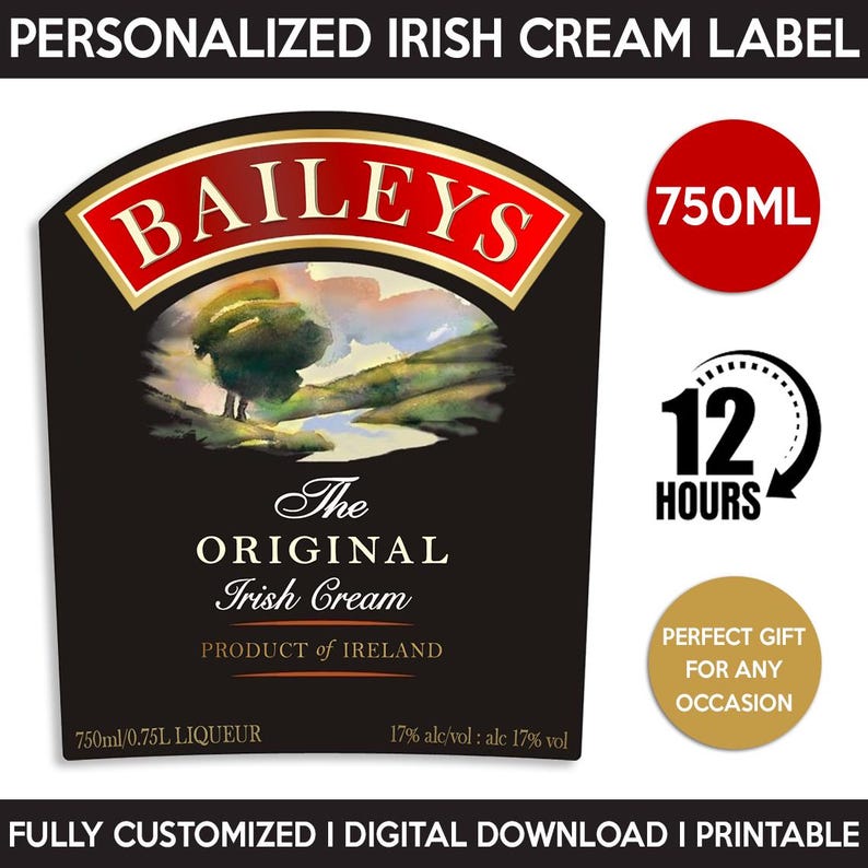 Irish Cream Liqueur Label Replica, Custom Label, Personalized and ...