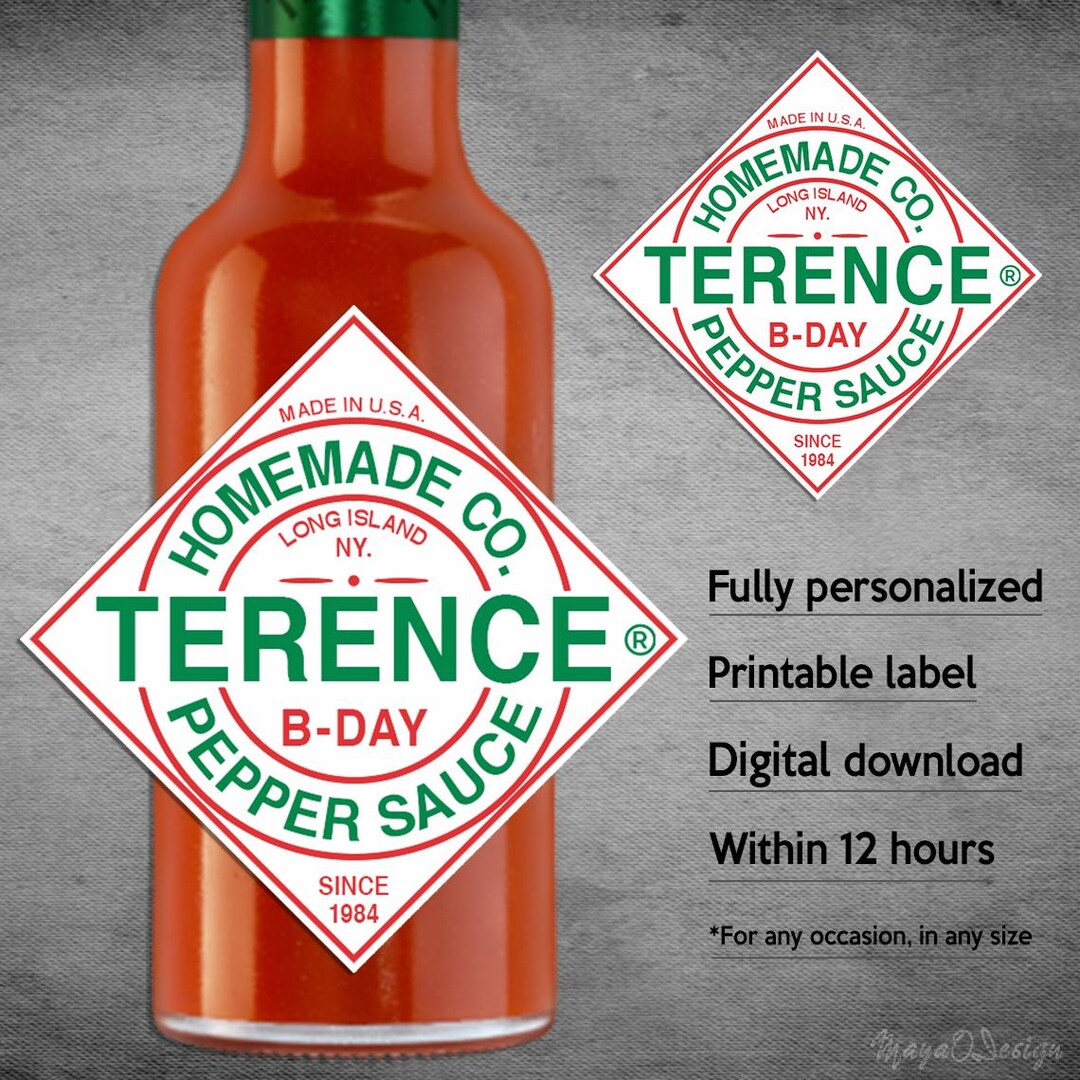 Hot Sauce Label, Custom Sauce Label, Spice up Your Party Personalized ...