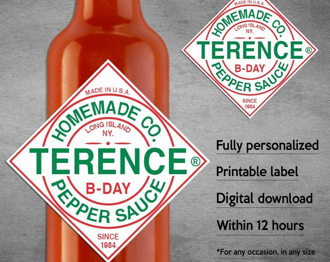 Homemade Pepper Sauce Label Template - Printable Hot Sauce Gift Sticker ...