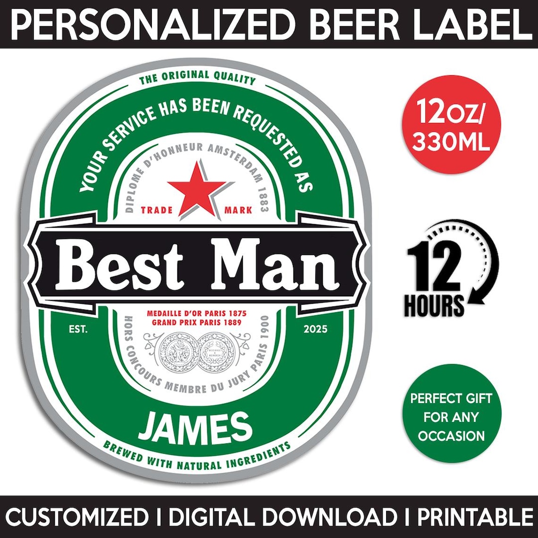 Beer Label Replica, Custom Label, Fully Personalized Template, Digital ...