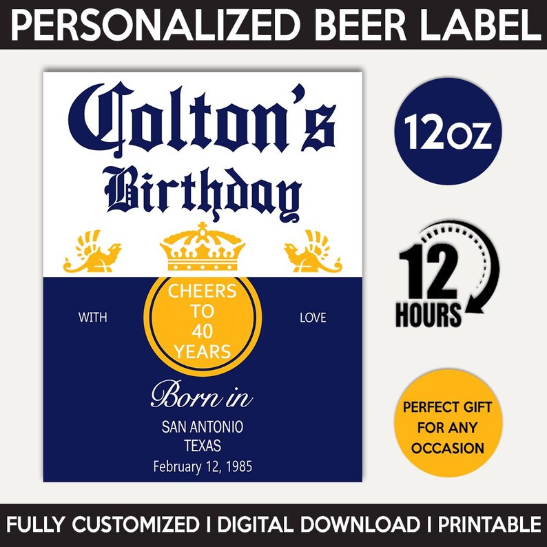 Beer Label Replica, Custom Beer Label, Personalized Template, Digital ...