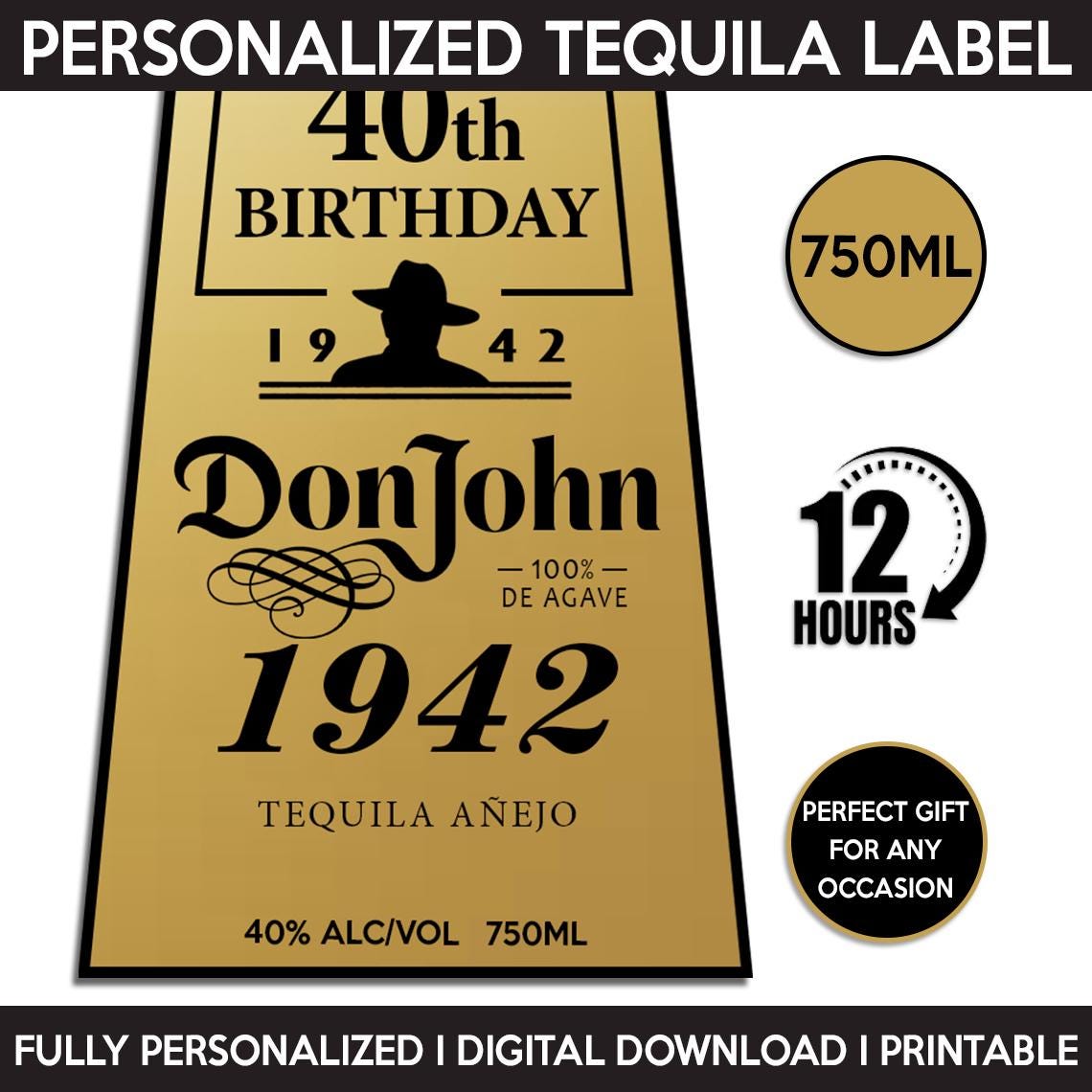 Don Julio 1942 Label , Don Julio Logo, Personalized and Printable ...