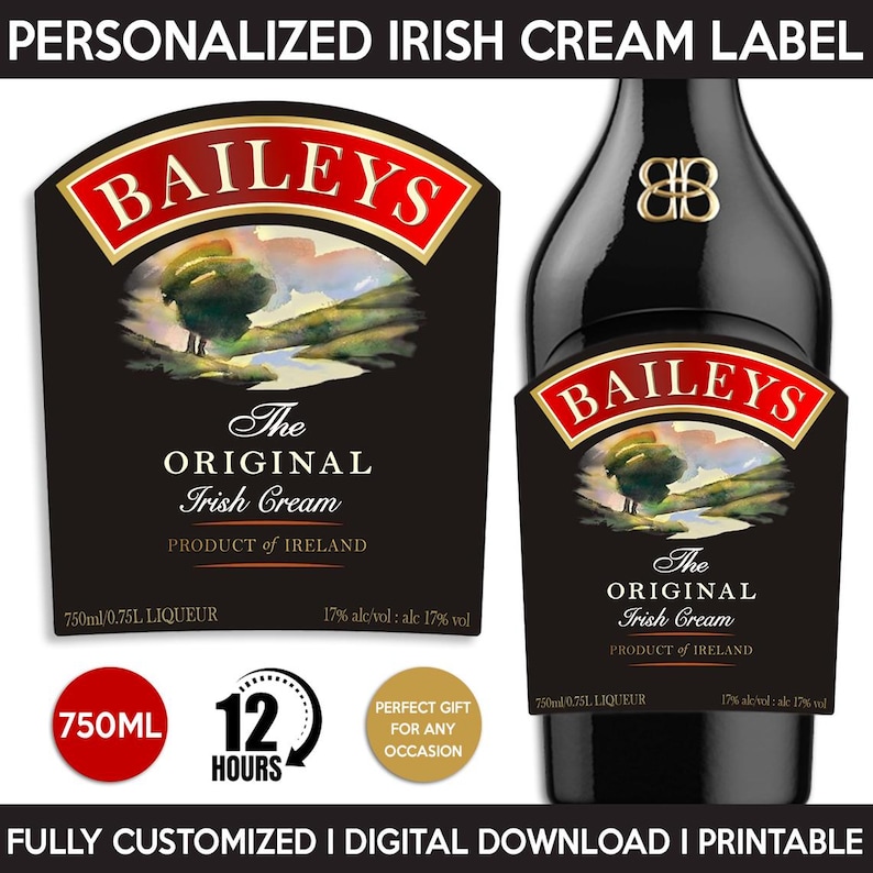Irish Cream Liqueur Label Replica, Custom Label, Personalized and ...