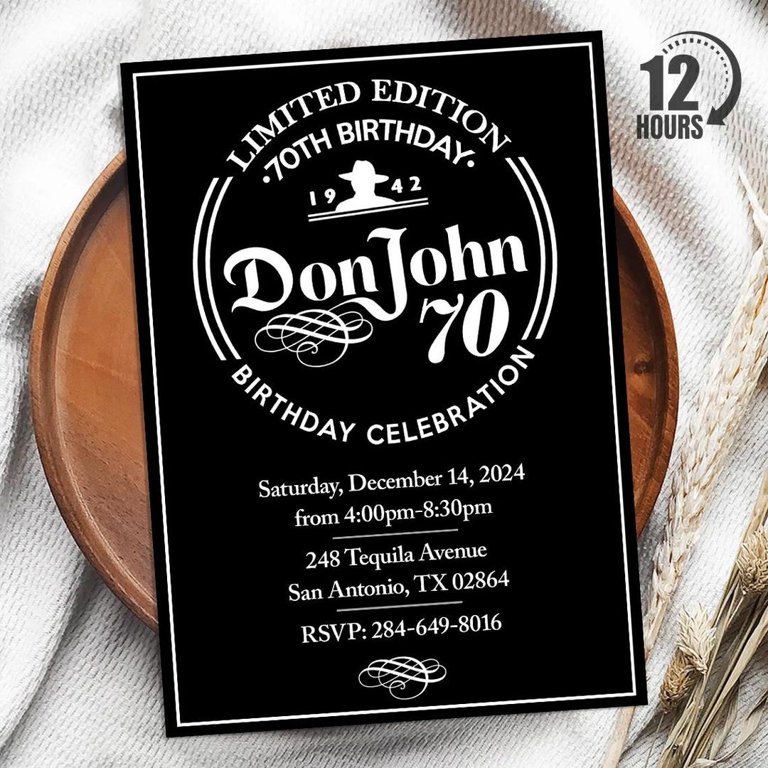 Don Julio 70th Anniversary Birthday Invitation, Don Julio Card ...