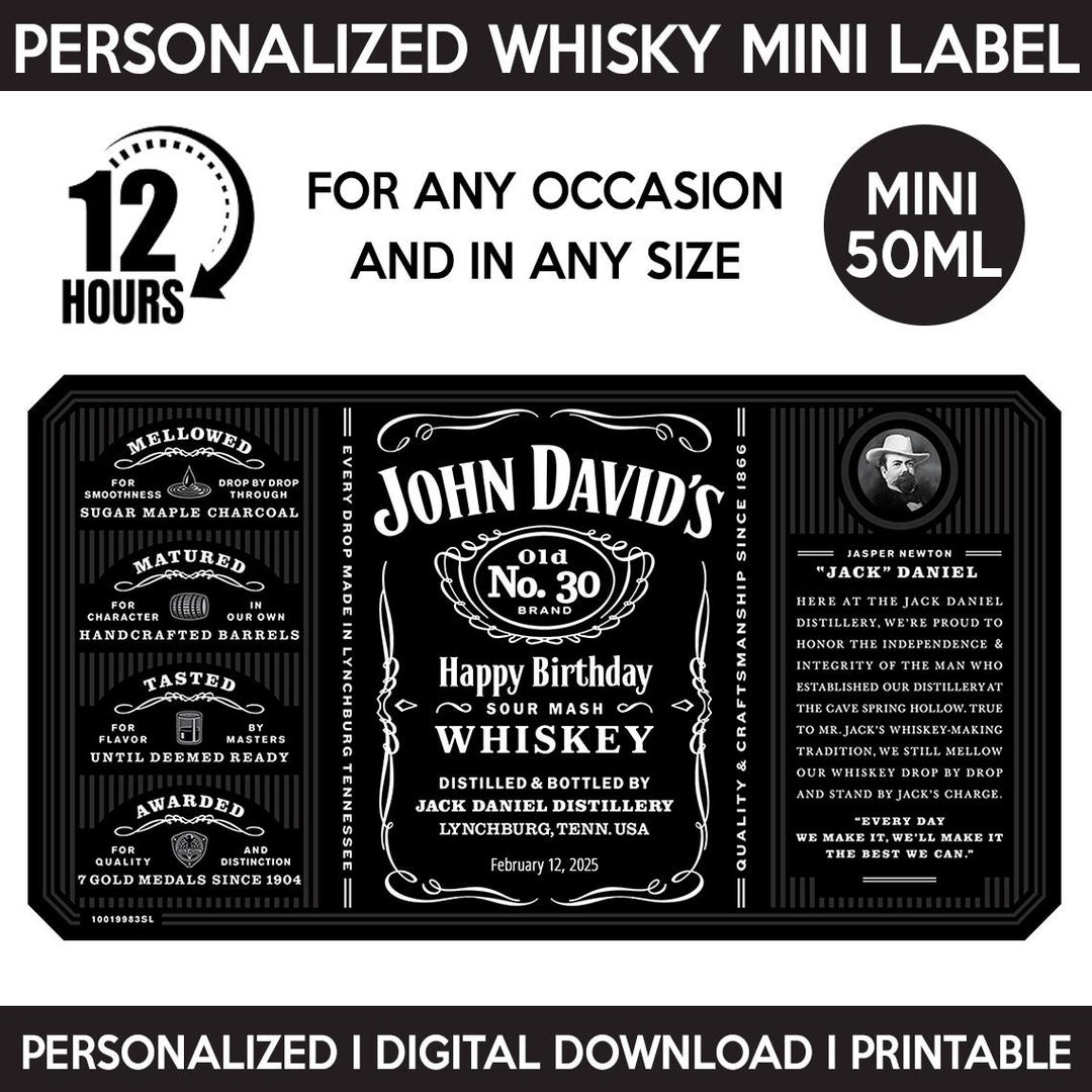 Whiskey Mini Label Replica, Custom Whisky Label, Personalized Template ...