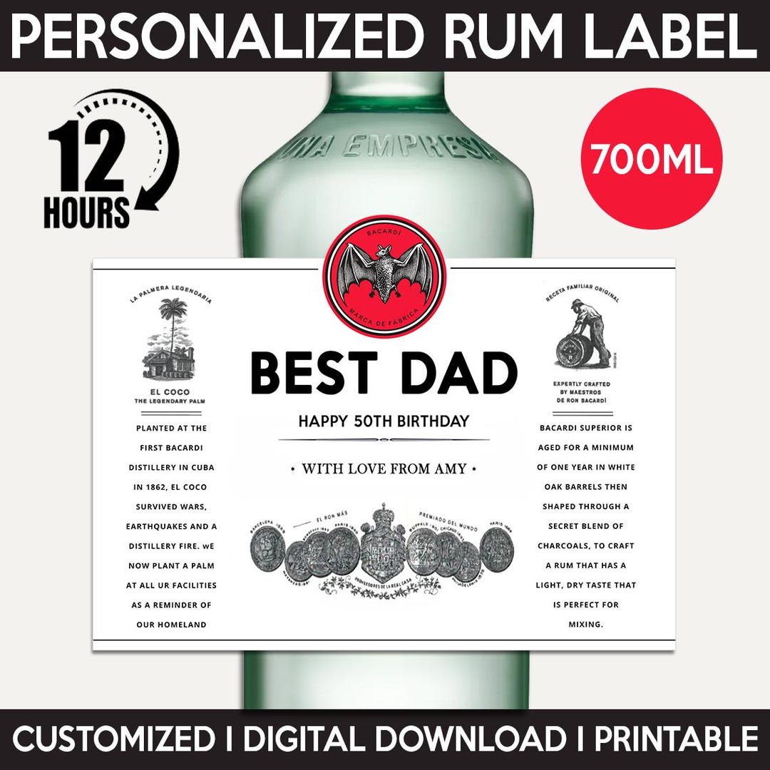 Custom Rum Label Replica, Personalized and Printable Template, Digital ...