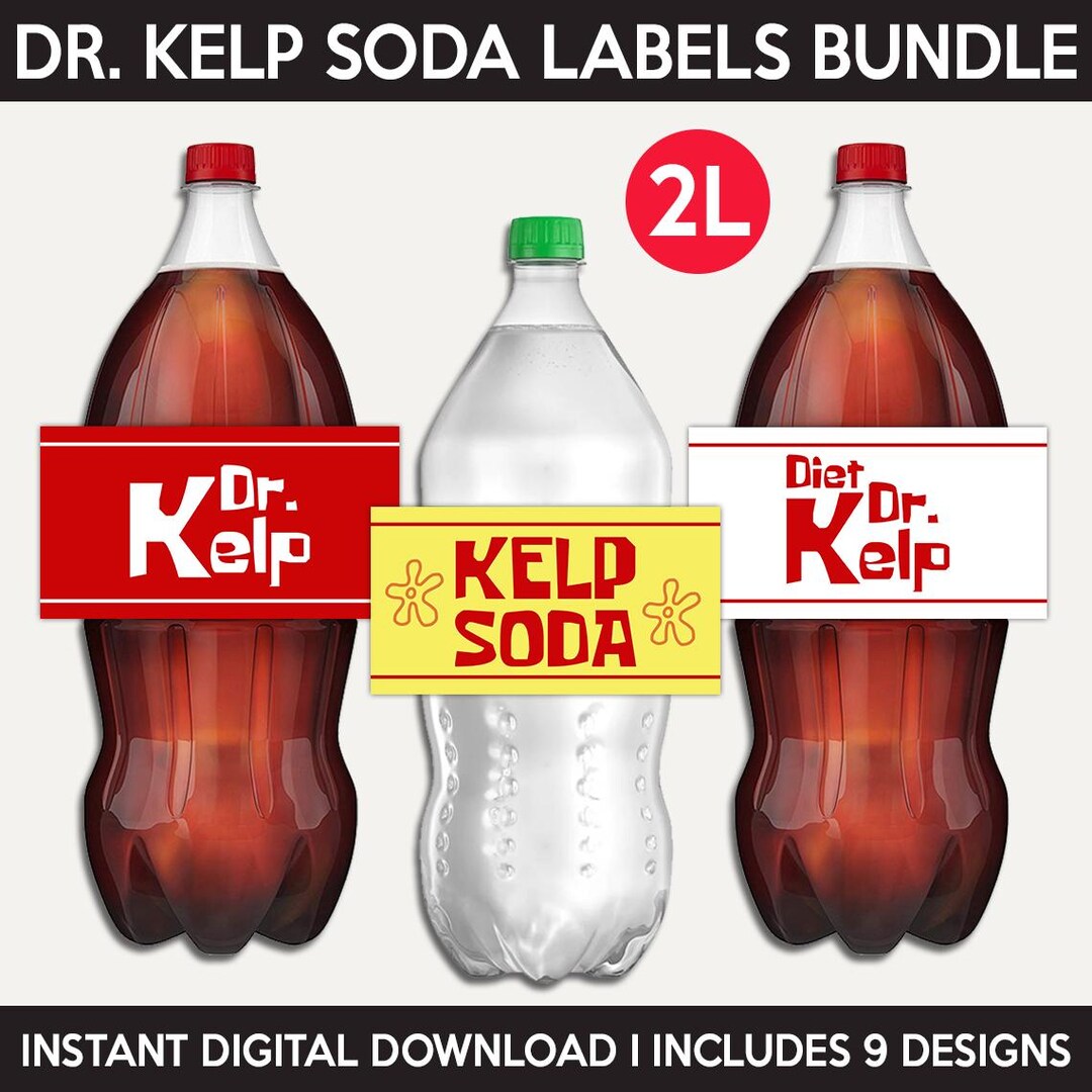 Dr. Kelp Soda Label, Under the See Label Replica, Diet Dr Kelp and Kelp ...