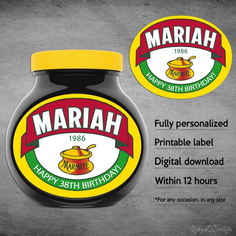 Marmite Jar Label Replica, Custom Marmite Label, Personalized Template ...