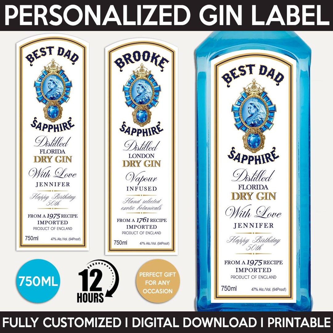 Gin Label Replica, Custom Label, Personalized and Printable Template ...