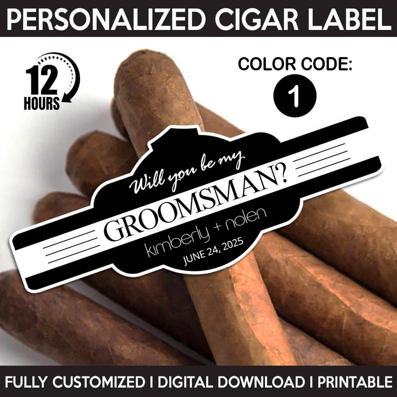 Custom Cigar Label, Wedding Cigar Label, Personalized and Printable ...