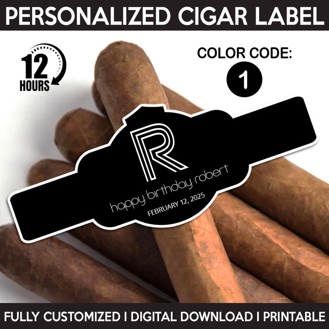 Custom Cigar Label, Birthday Cigar Label, Personalized and Printable ...