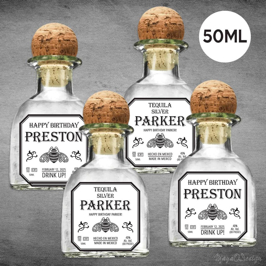 Mini Patrón Tequila Label, Custom Tequila Label, Personalized Template ...