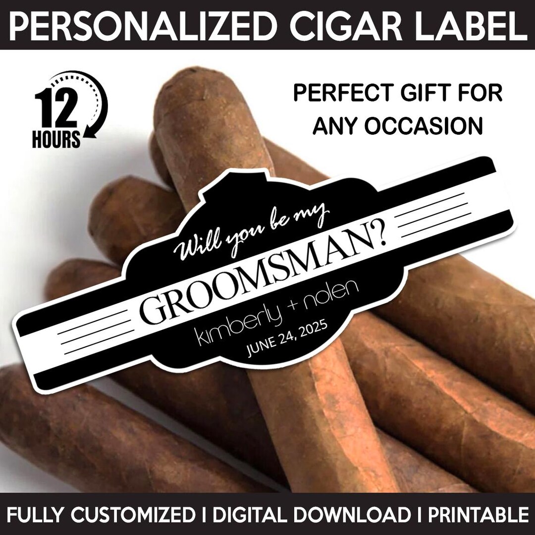 Custom Cigar Label, Wedding Cigar Label, Personalized and Printable ...