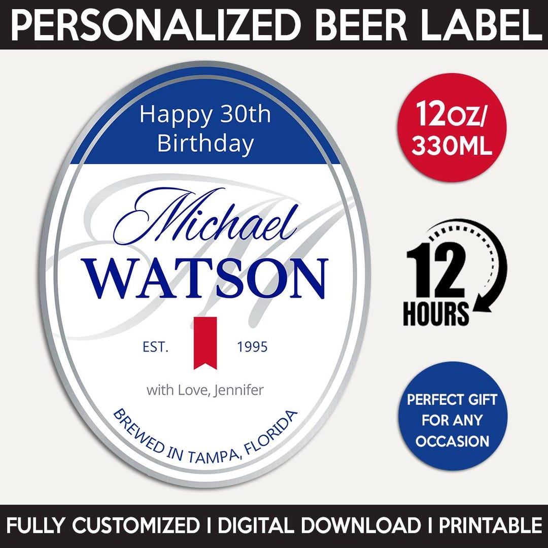 Beer Label Replica, Custom Beer Label, Personalized Template, Digital ...