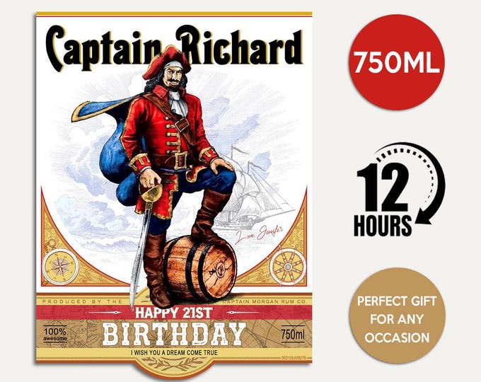 Malibu Style Black Personalised Custom Bottle Label, Birthday, Special ...