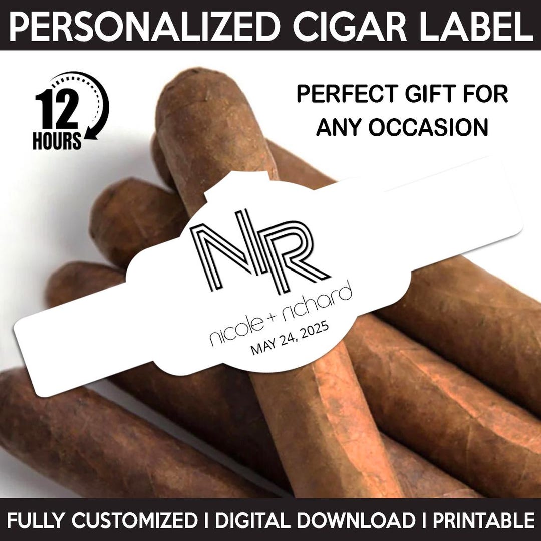 Custom Cigar Label, Wedding Cigar Label, Personalized and Printable ...
