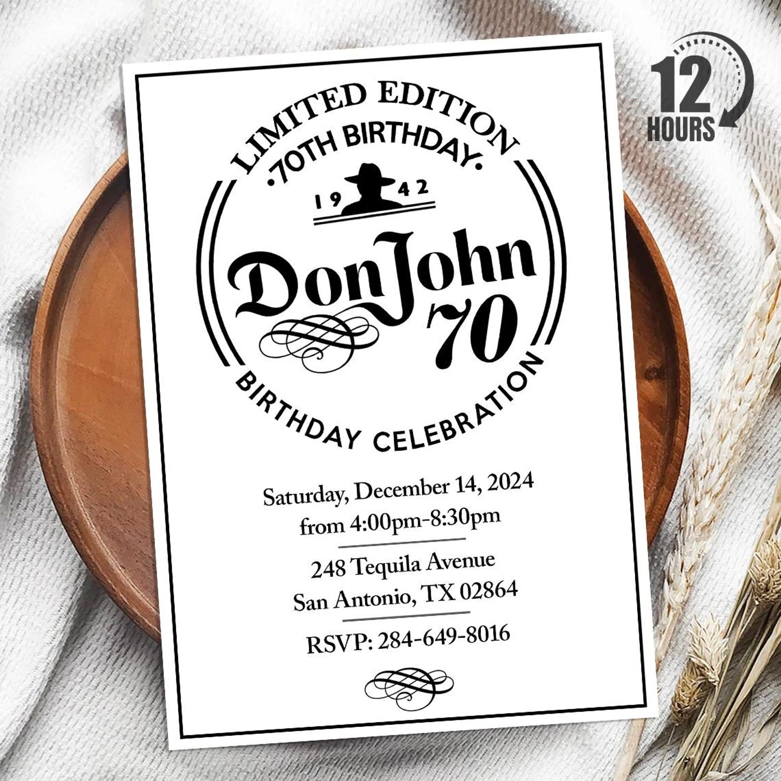 Don Julio 70th Anniversary Birthday Invitation, Don Julio Card ...