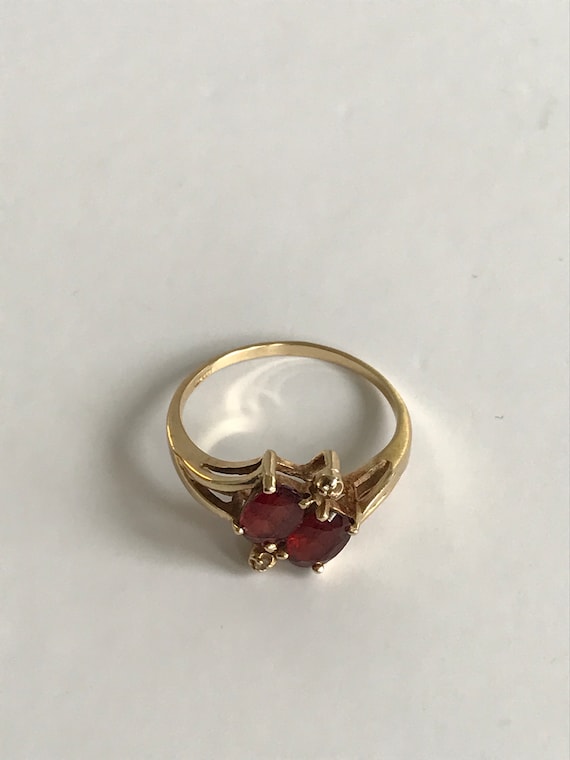 14k Yellow Gold Two Stone Garnet Ring - Gem