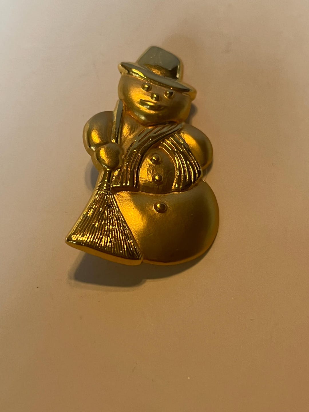 Vintage Golden Snowman Brooch - Etsy