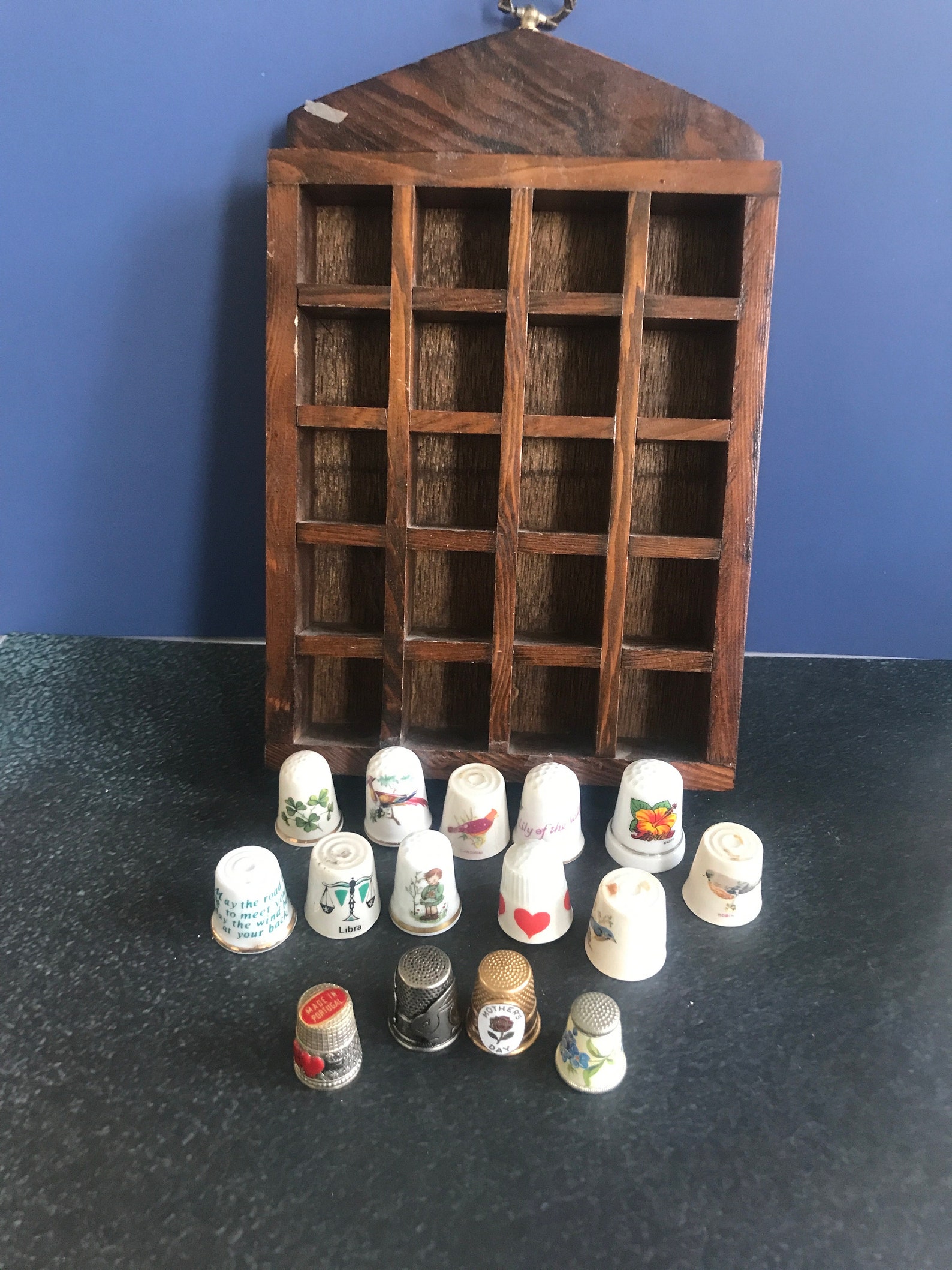 Vintage Thimbles in Display Case - Etsy